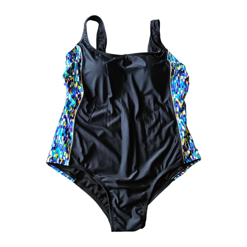 Catalina One Piece Swimsuit Black & Blue Print Sides … - Gem